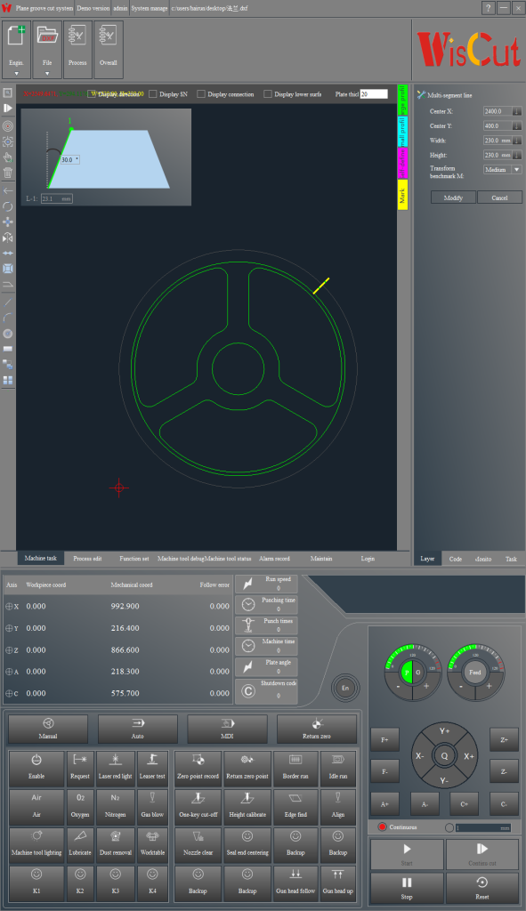 WisCut B - flat groove laser cut software - EFC MOTION